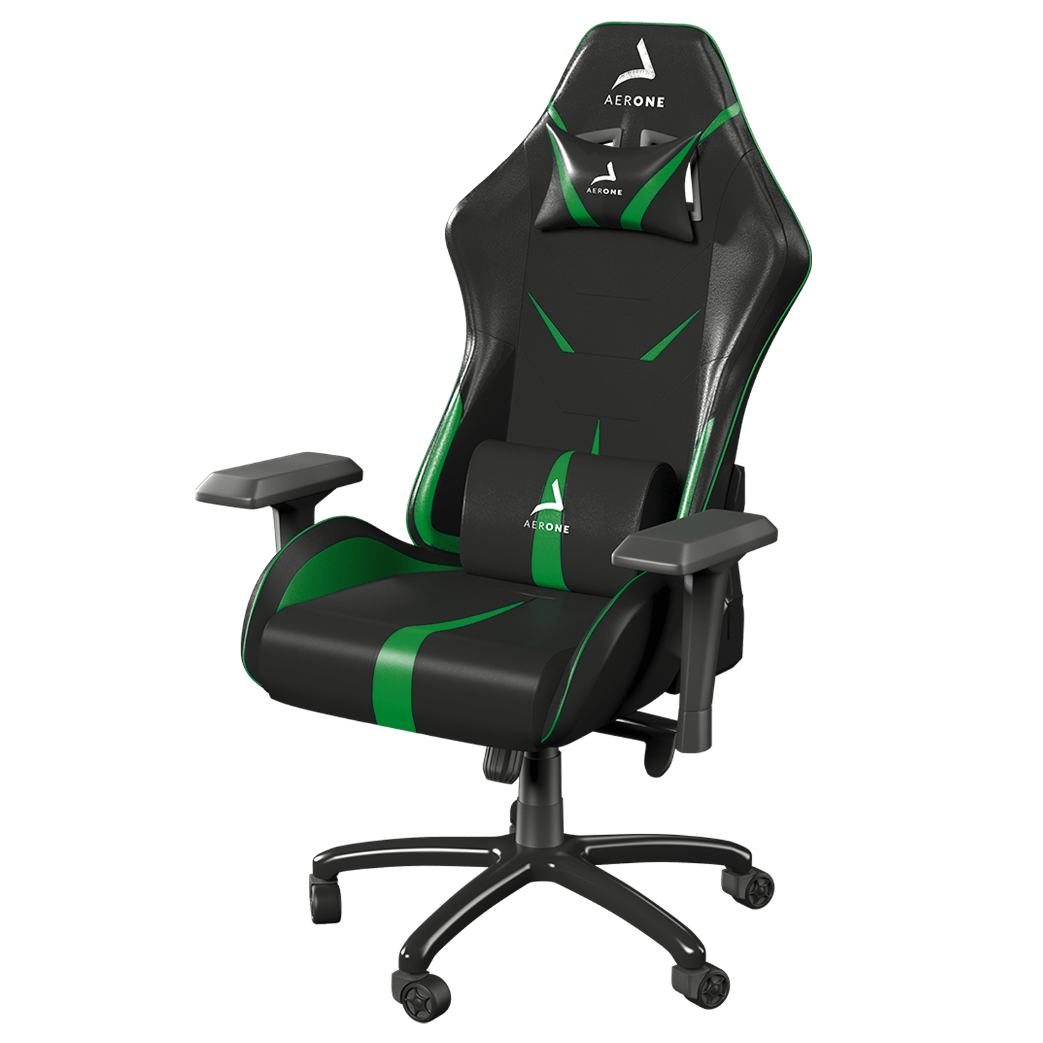 Aerone Gold Gaming Chair | Black and Green | 4D armrests